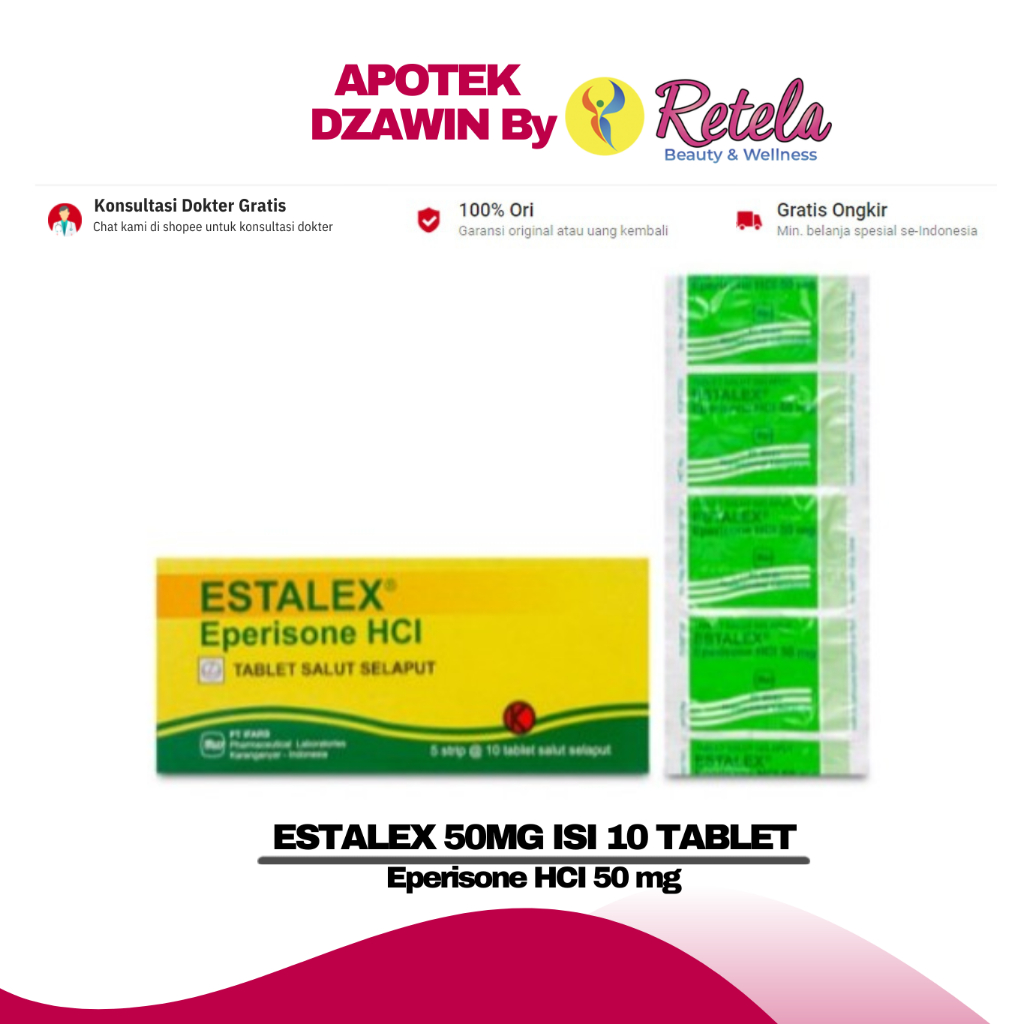 Jual ESTALEX 50MG 1 STRIP 10 TABLET ( Eperisone HCI 50 mg ) | Shopee ...