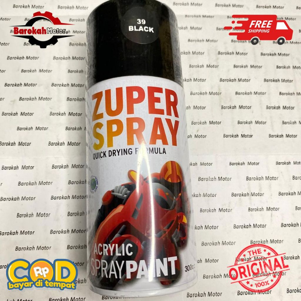 Jual CAT SEMPROT ZUPER SPRAY BLACK/HITAM 300CC | Shopee Indonesia