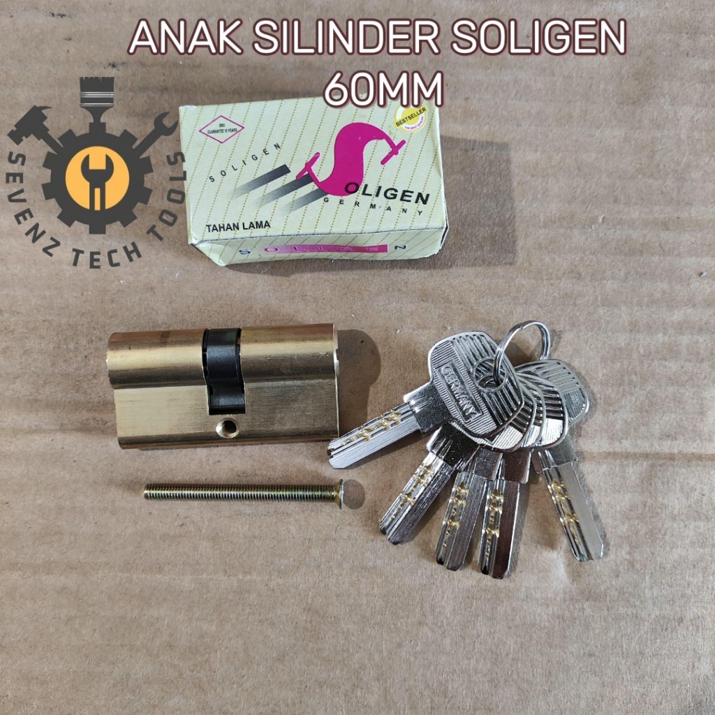 Jual SILINDER KUNCI PINTU SOLIGEN 60MM KUNINGAN BESAR SILINDER/CYLINDER/ISI KUNCI KOMPUTER 60MM ...