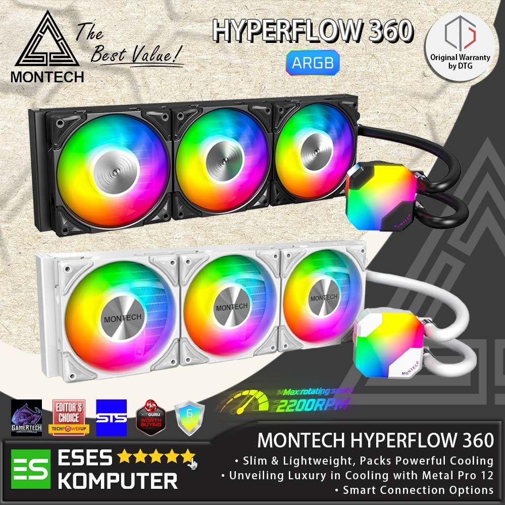 Jual AIO MONTECH HyperFlow ARGB 360 BLACK / WHITE | 360mm Liquid Cooler for Intel / AMD | Shopee ...