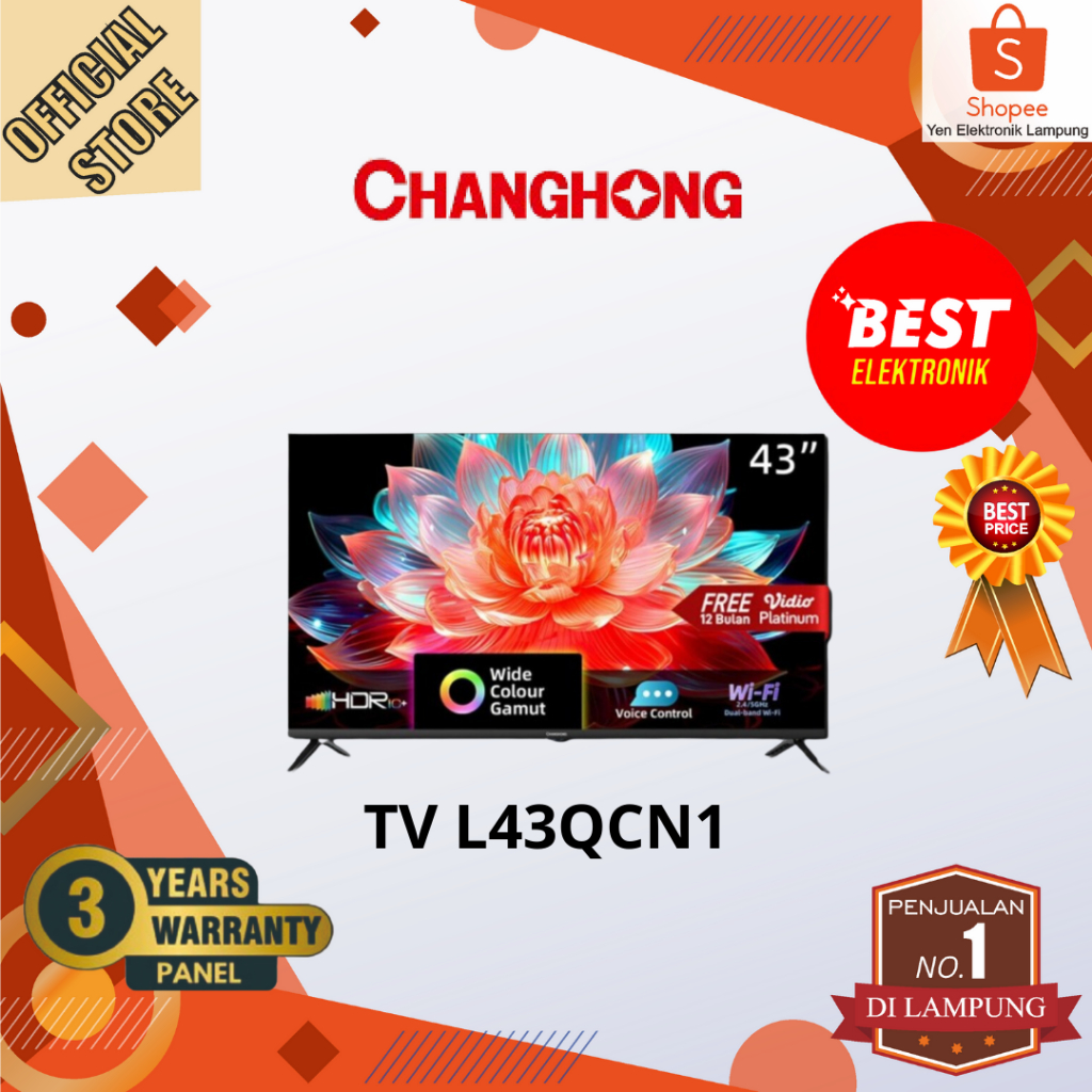 Jual TV CHANGHONG L43QCN1 43 Inch FHD Google Smart TV Digital | Shopee Indonesia