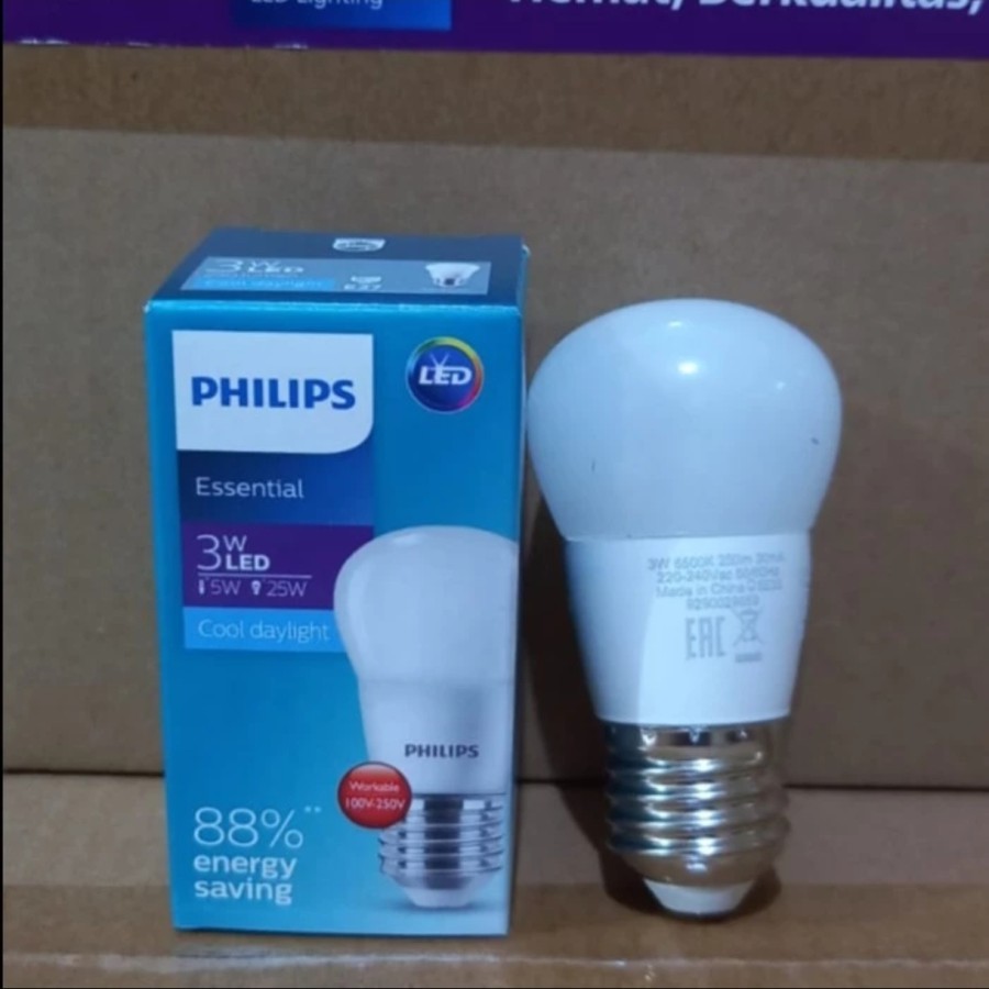 Jual Lampu LED Philips Essential 3W 3 Watt Bohlam Bolam Bergaransi 1 ...
