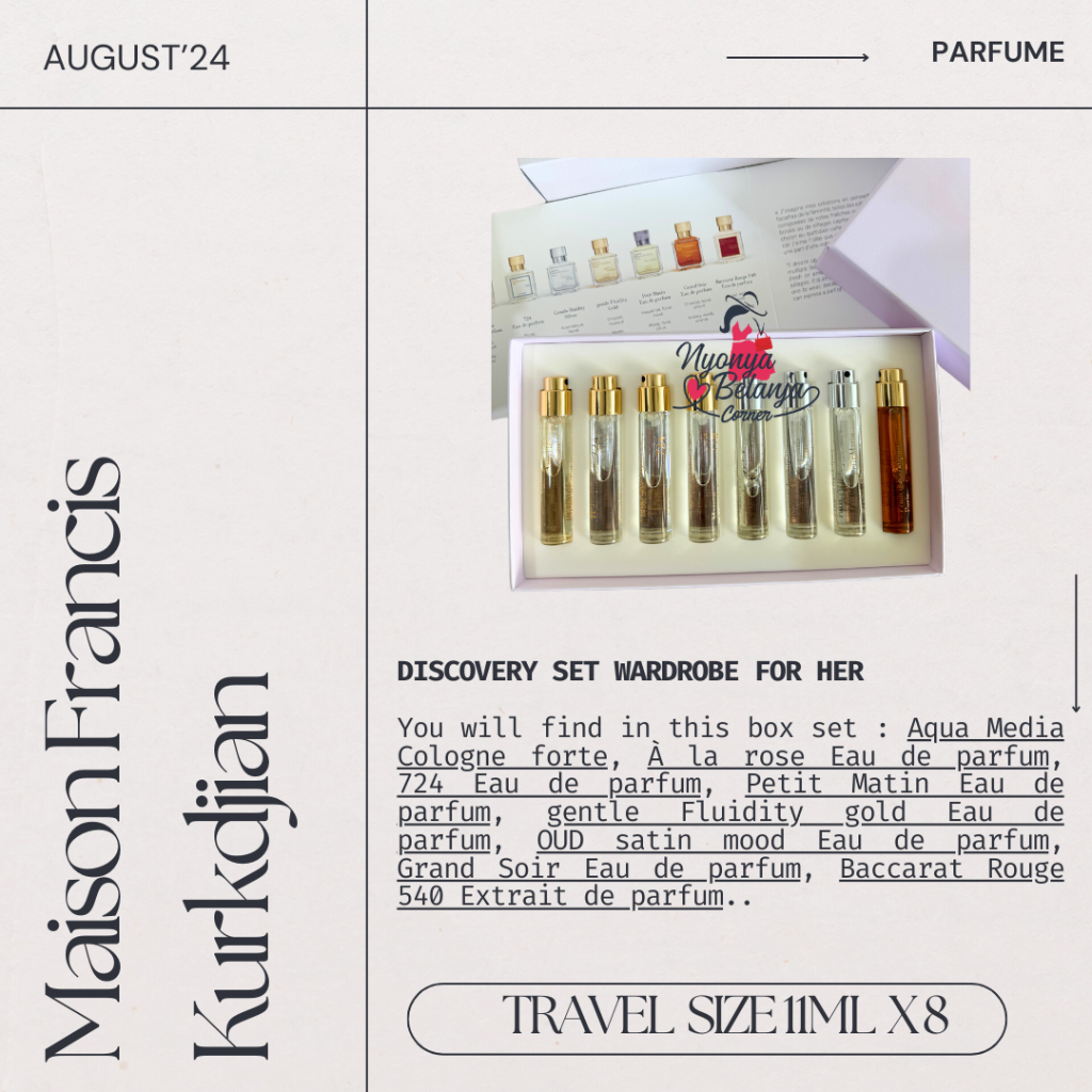 Jual MFK MAISON FRANCIS K. EDP Travel size 11ml (DIJUAL SATUAN/ PER SET 8X11ML) | Shopee Indonesia