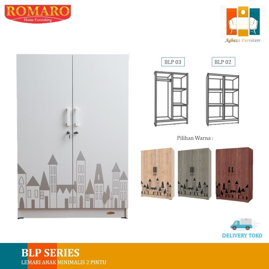 Jual Romaro Lemari Pakaian Anak Minimalis 2 Pintu Lemari Baju Anak BLP ...