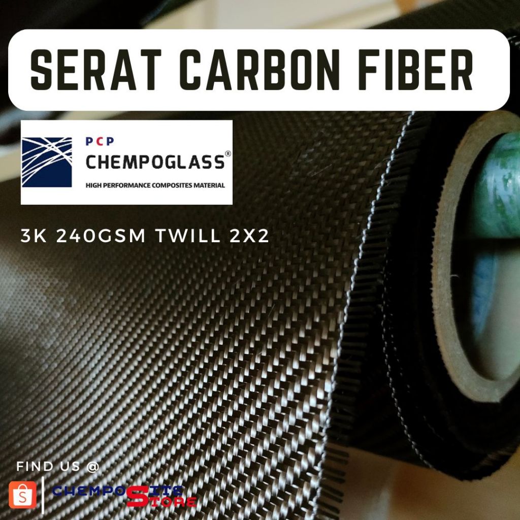 Jual serat karbon fiber fabric 3k 200-220-240gsm 3k 2x2 twill Lebar 1M ...