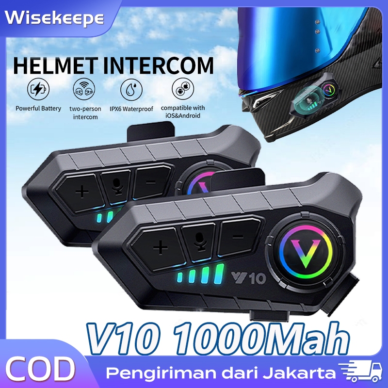 Jual v10 Interkom Helm Untuk Sepeda Motor Tahan Air Bluetooth 5.3 ...