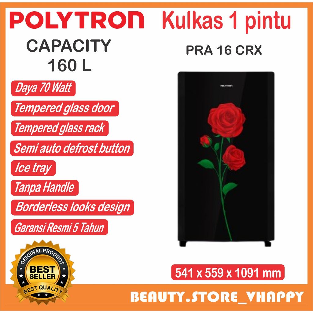 Jual Kulkas Polytron 1 pintu Belleza Varia 160 liter PRA 16 CRX | Shopee Indonesia