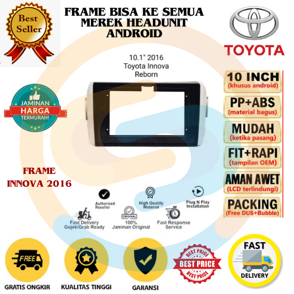 Jual Frame Head Unit Android 10 inch Toyota Innova Reborn RHD 2016 ...