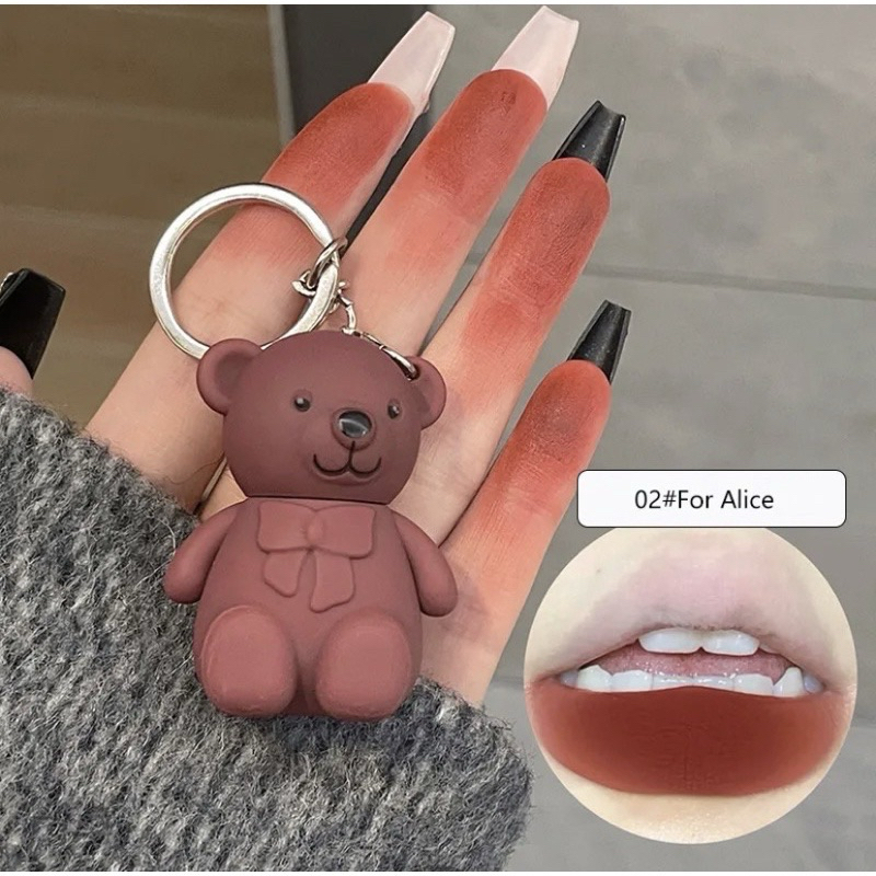 Jual [COD]ART VALUE Gantungan Kunci Lipstik Matte Velvet Portabel Gantungan Kunci Beruang Lucu ...