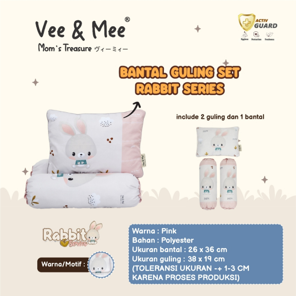 Jual Bantal Guling Set / Pillow Bolster Bayi Rabbit Series Vee And Mee ...