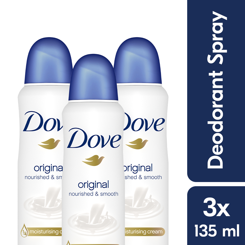 Jual Dove Women Antiperspirant DEODORANT SPRAY Original 135ml - Triplepack (3 x 135ml) | Shopee ...