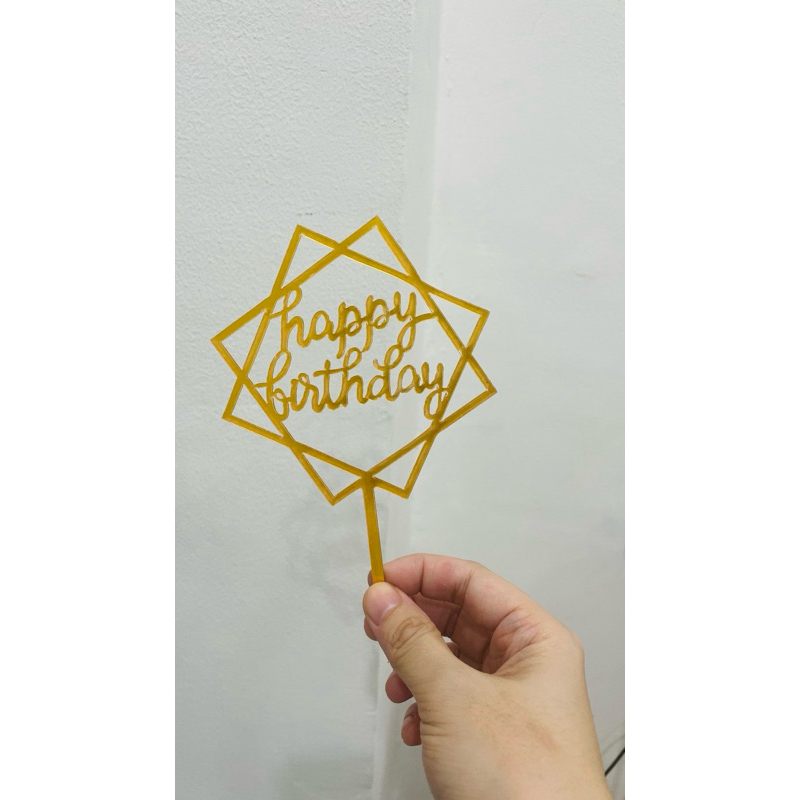 Jual cake topper acrylic gold happy birthday hbd ultah | Shopee Indonesia