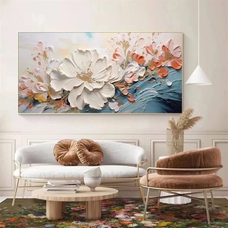 Jual lukisan dinding bunga aesthetic tekstur modern art | Shopee Indonesia