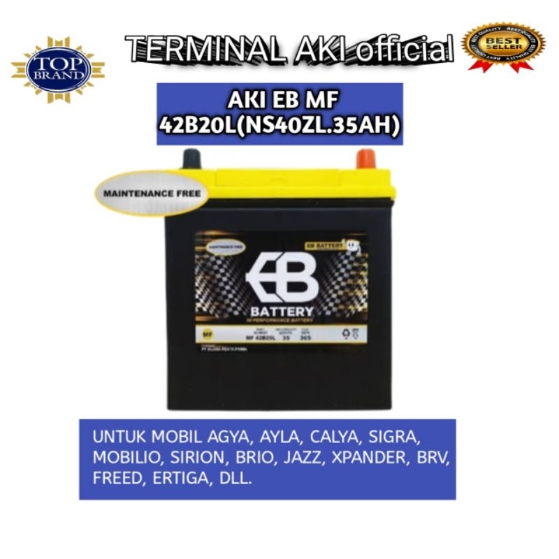 Jual AKI MOBIL CALYA SIGRA JAZZ DLL EB BATTERY MF NS40ZL 36B20L 12V35AH KERING | Shopee Indonesia