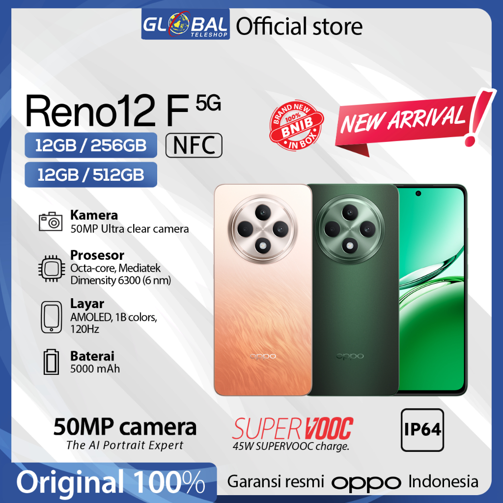 Jual Oppo Reno 12F 5G 12/256GB | 12/512GB Garansi Resmi | Shopee Indonesia