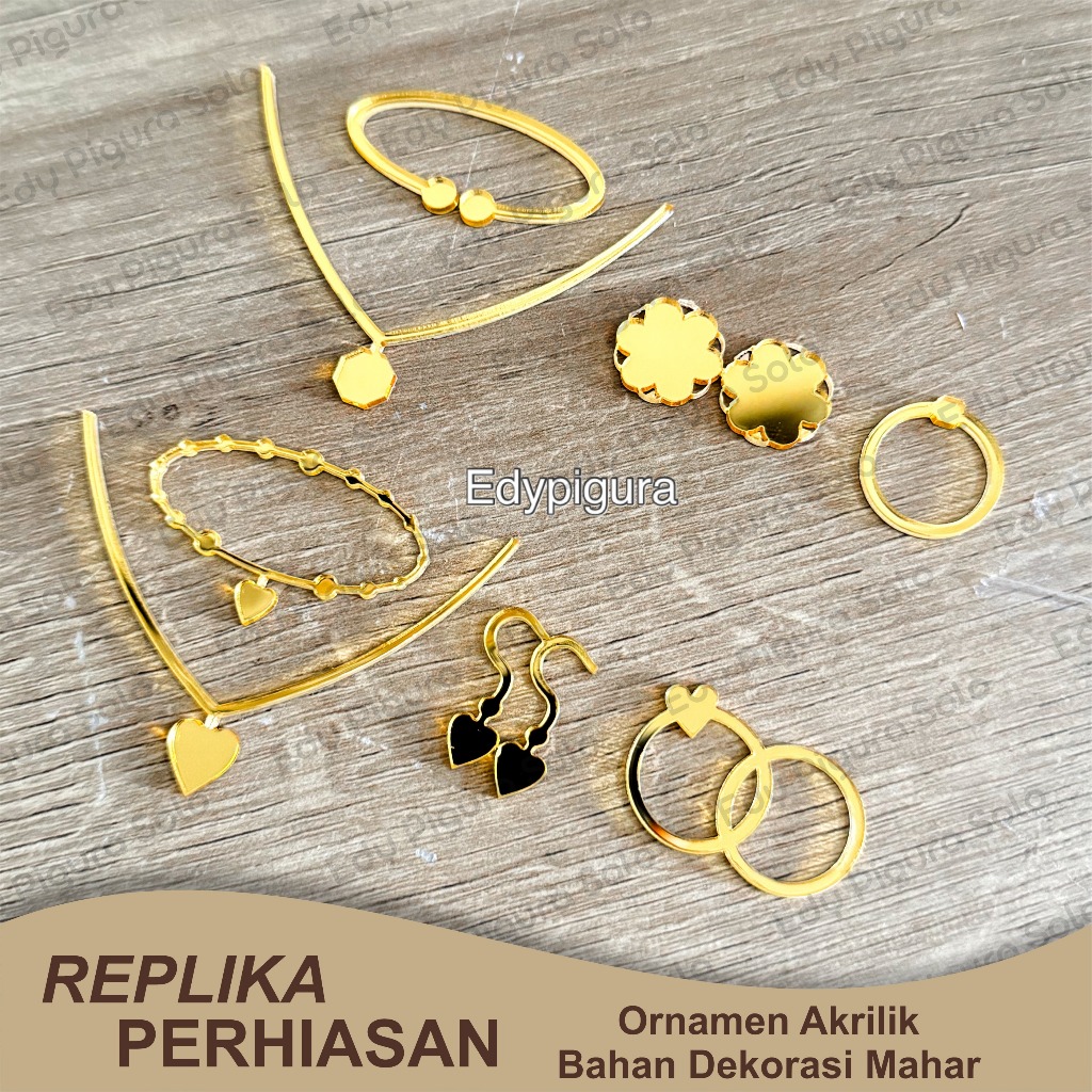 Jual satu set perhiasan replika akrilik bahan mahar akrilik(PILIH MODEL ...