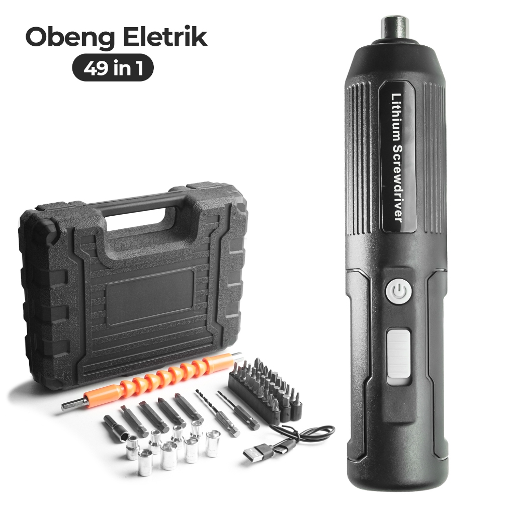 Jual Allefix Bor Obeng Elektrik Screwdriver Set Koper 49 in 1 Lithium ...