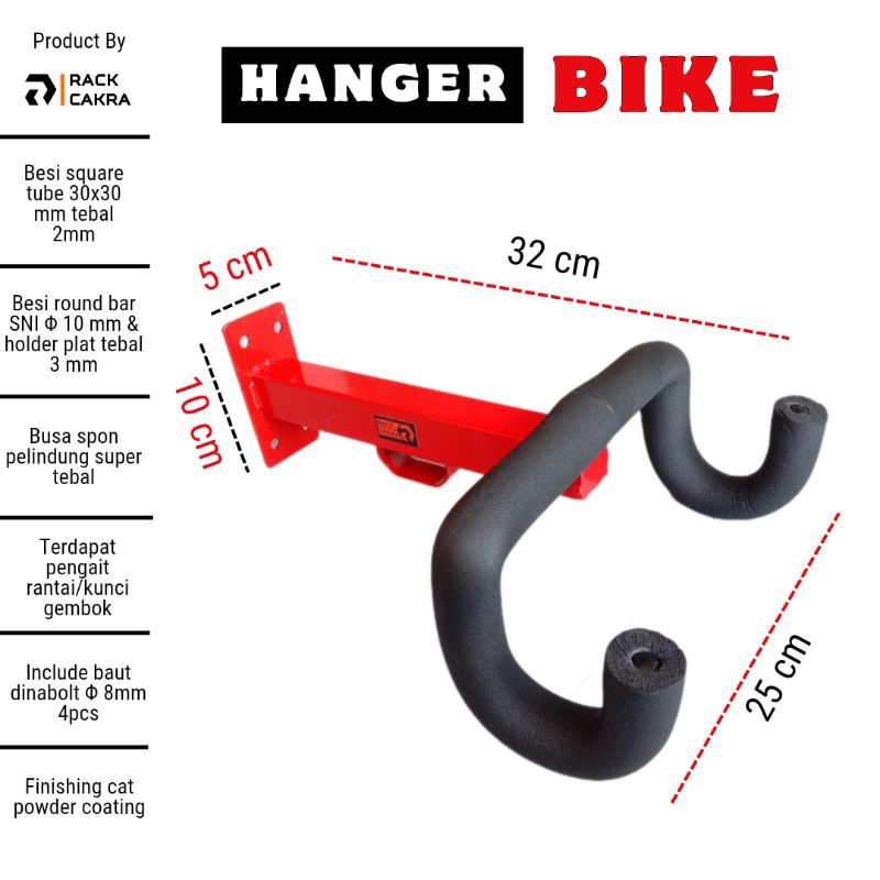 Jual Gantungan Sepeda Dinding Besi Tebal Busa Premium | Hanger Sepeda ...