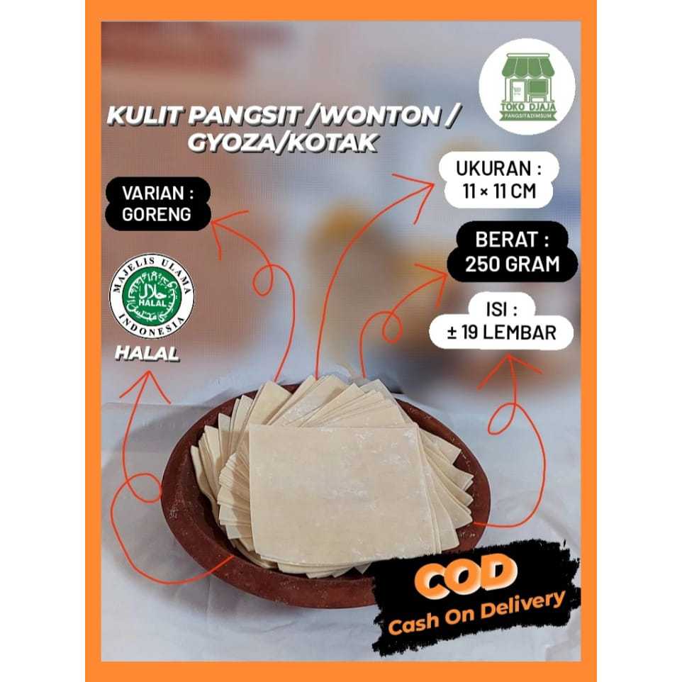 Jual Kulit Pangsit Goreng Kotak Kemasan 250 gram Putih 11cm x 11cm ...