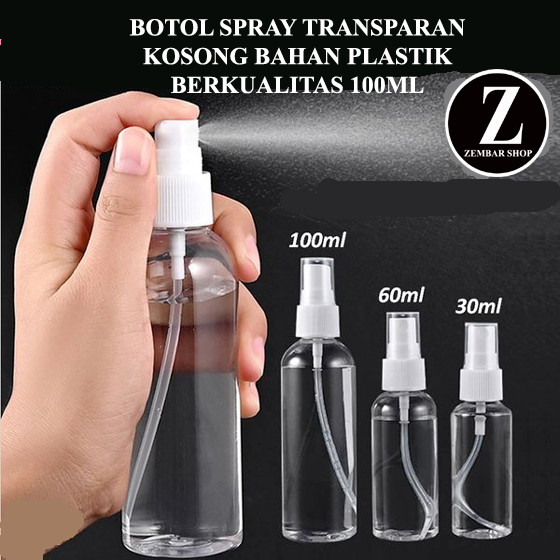 Jual BOTOL SPRAY TRANSPARAN KOSONG BAHAN PLASTIK BERKUALITAS 100ML ...