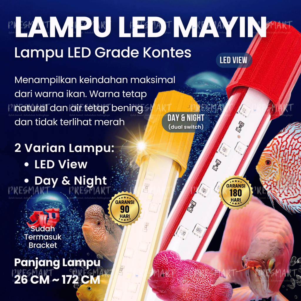 Jual LED Lampu Celup Mayin View Plus Day and Night UV Kolam Ikan Arwana ...