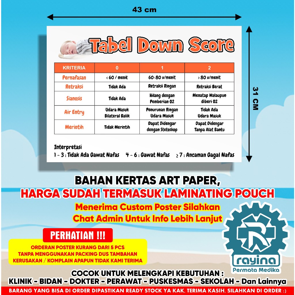 Jual Poster Tabel Nilai Down Score | Shopee Indonesia