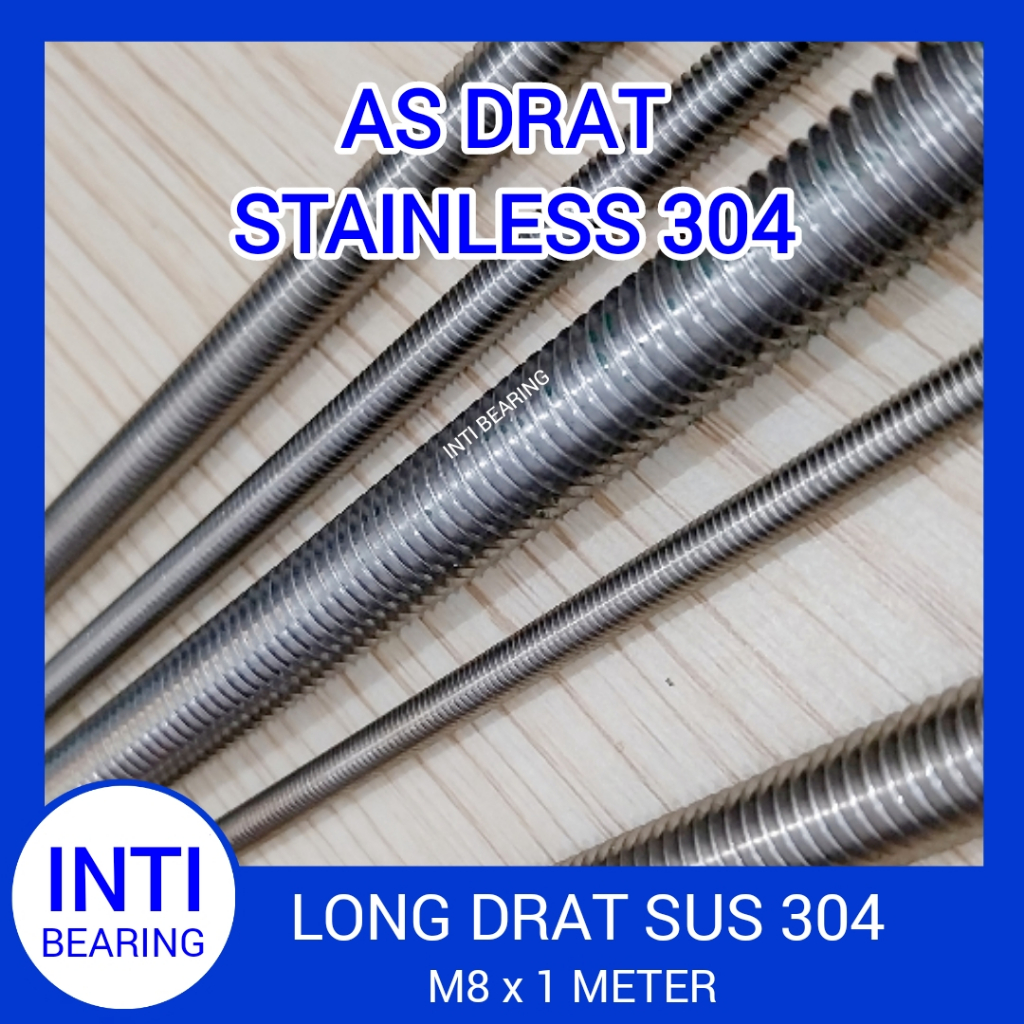 Jual AS DRAT STAINLESS M8 SUS 304 1 METER LONG DRAT 8mm STUD BOLT AS ULIR 8 mm 1meter SS 304 ...