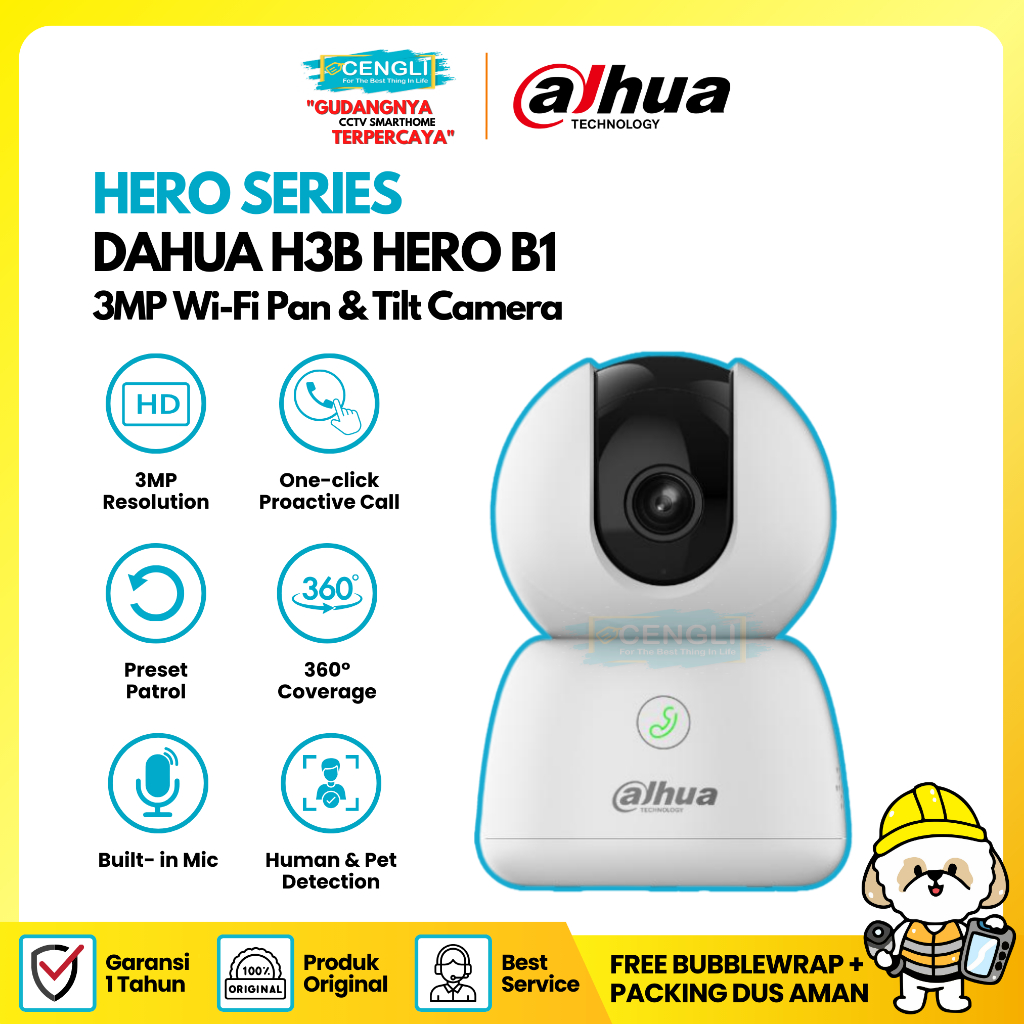 Jual IPCam Dahua Hero B1 3MP DH-H3B Smart Indoor Pan & Tilt Wifi Camera | Shopee Indonesia