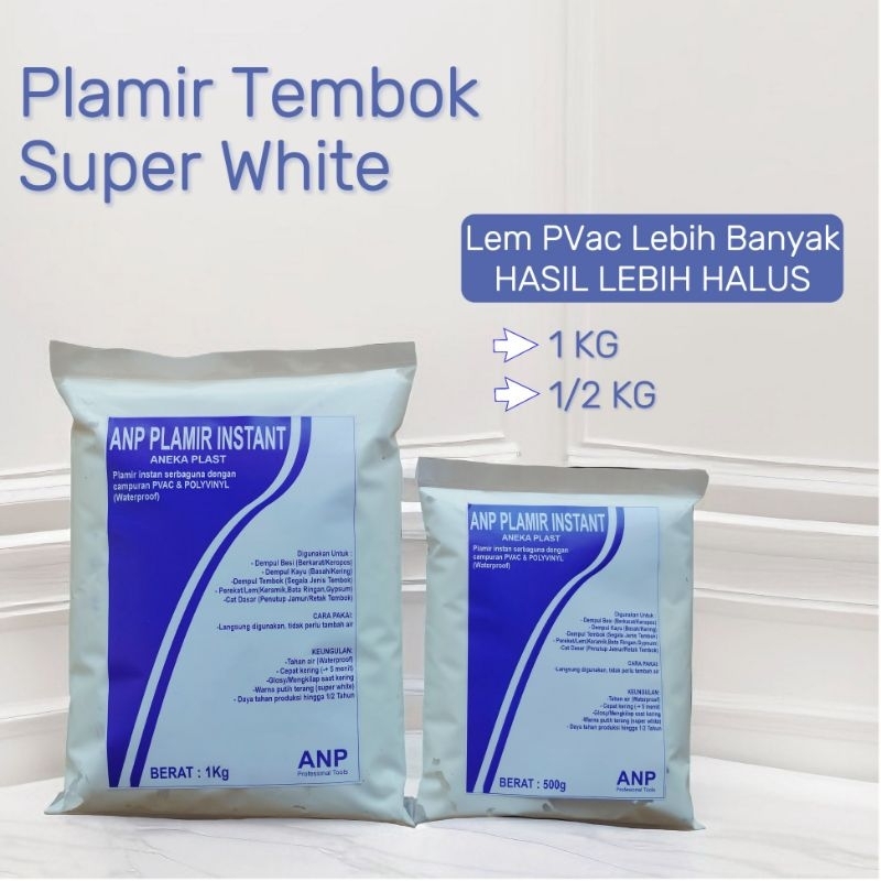 Jual PLAMIR PLAMUR INSTANT PUTIH 1 KG Dempul Kayu Besi Tembok Plamir ...