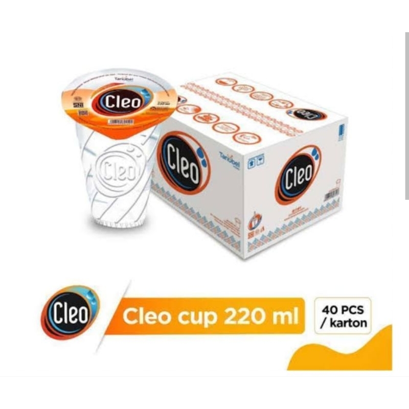 Jual Cleo Cup Gelas 220 ml 1 dus isi 40 Air Minum Murni | Shopee Indonesia