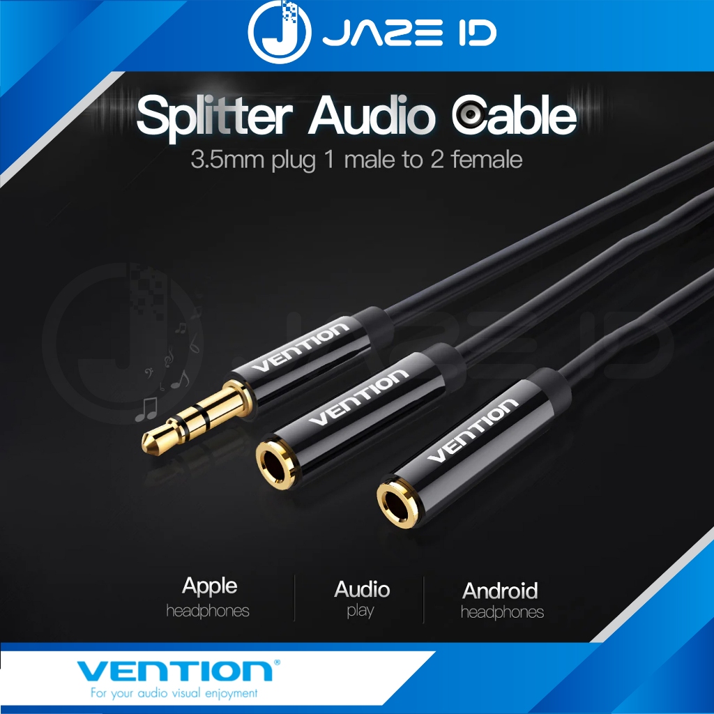 Jual Vention Kabel Splitter Audio 3.5mm Male to 2 Female Earphone ...