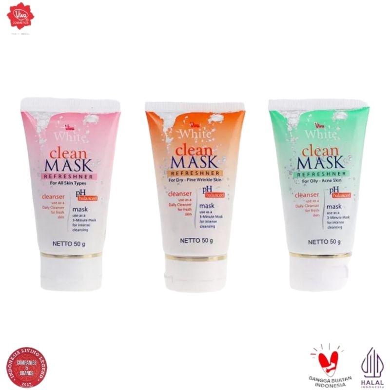 Jual VIVA White Clean & Mask Refreshner Face Cleanser For Normal | Dry ...