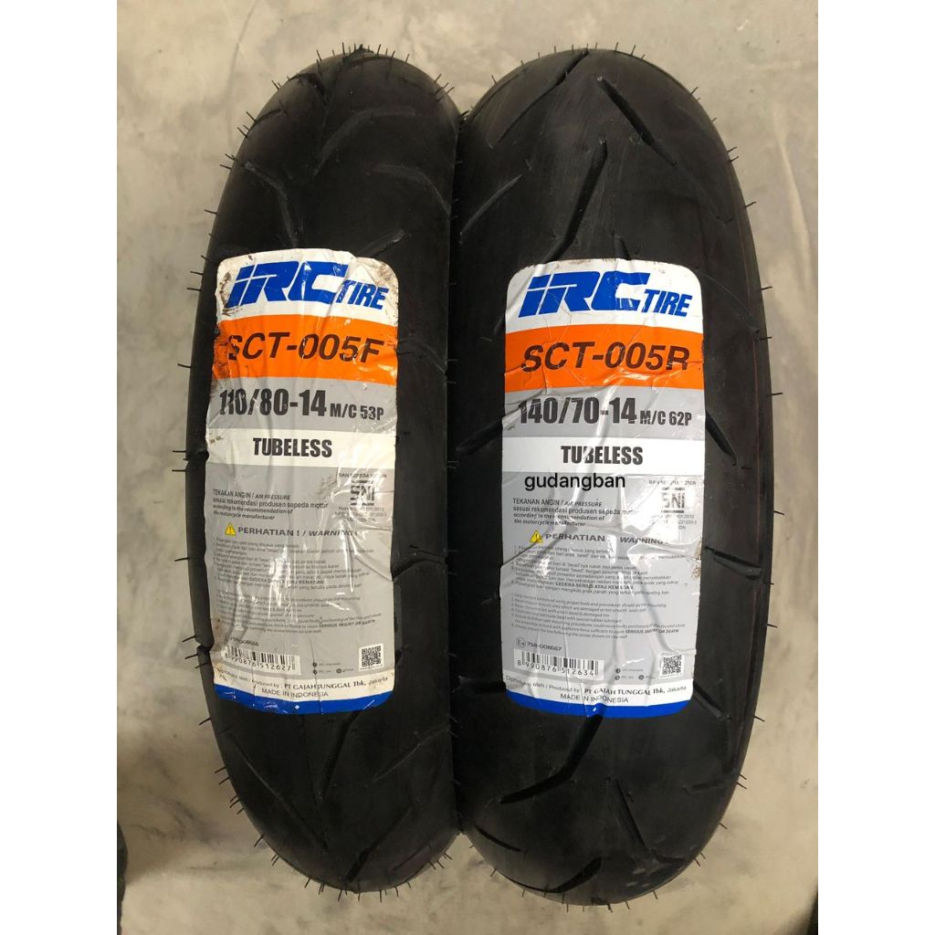 Jual ( PAKET 2 BAN - SCT005 ) IRC 110 80 14 SCT-005F dan 140 70 14 SCT-005R Aerox TUBELESS FREE ...