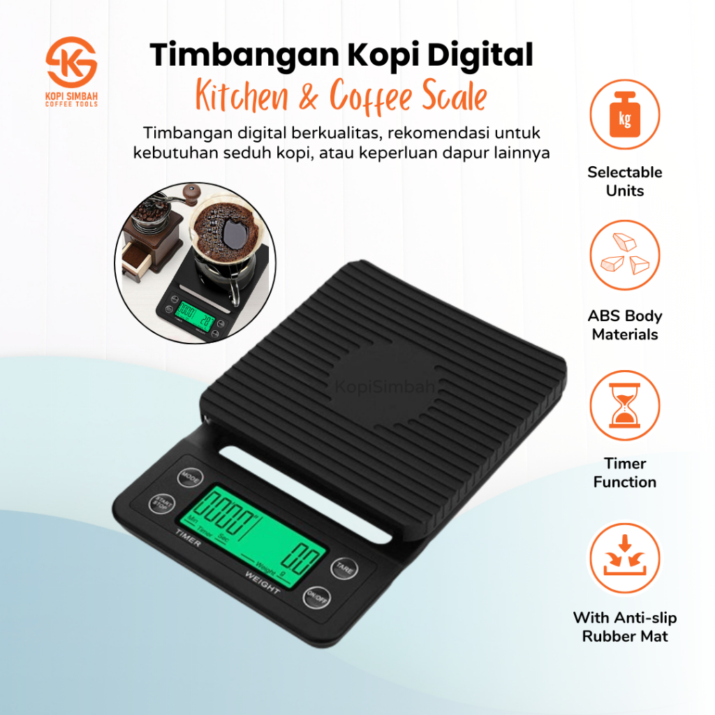 Jual Timbangan Kopi Digital Coffee Scale Kapasitas 5kg 3kg Fitur Timer ...