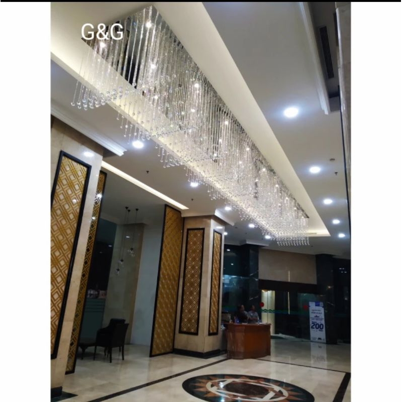 Jual lampu hias plafon kristal lobby hotel/ lobby apartemen D 10 meter ...