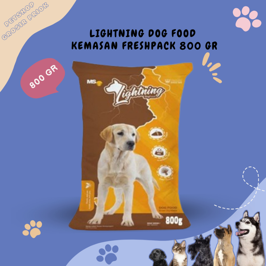 Jual Lightning Dog Food Beef Flavor Kemasan Freshpack 800 Gram | Shopee ...
