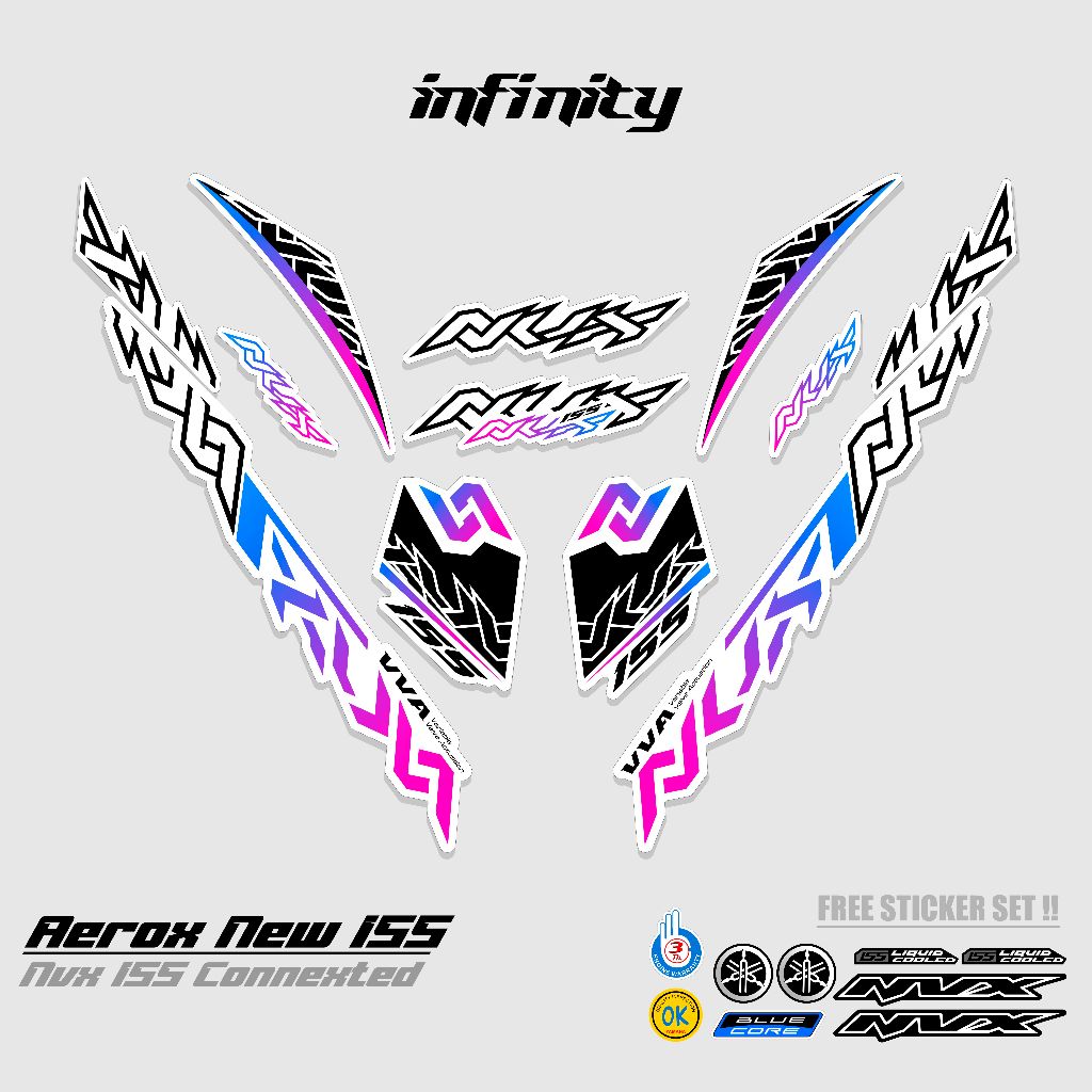 Jual STRIPING AEROX 155 NEW CONNECTED MOTIF 21 / COMBO COLOR / DASAR ...