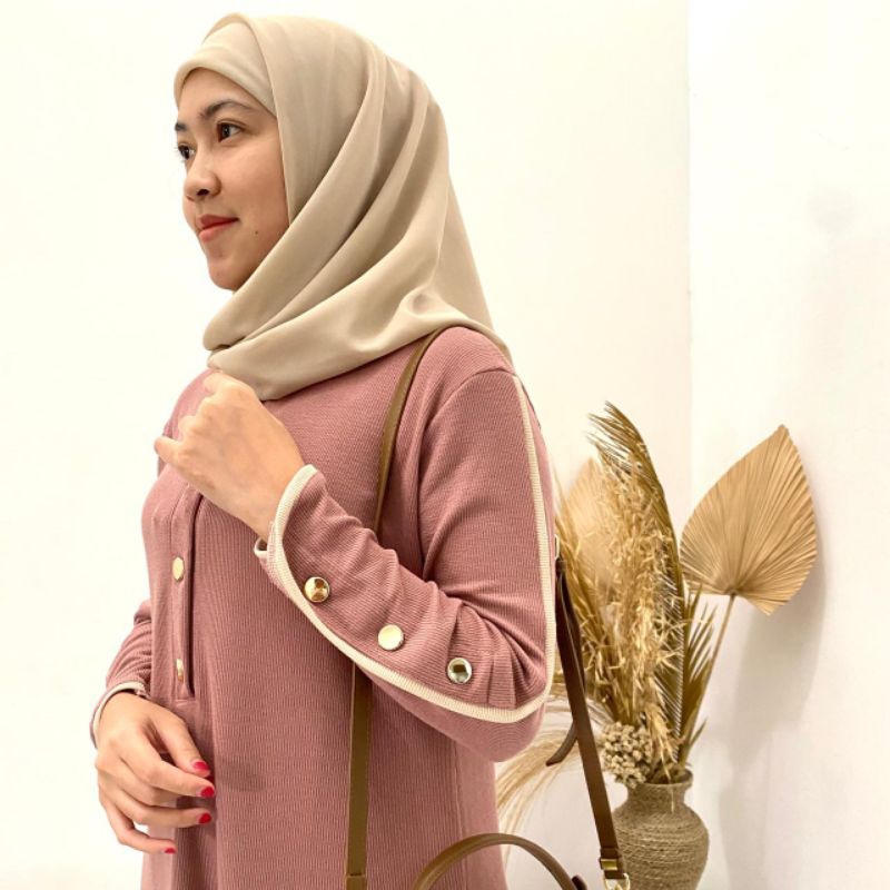 Jual Gamis Dress Midi Wanita Terbaru | Model Inara List | Bahan Knit Premium | Bisa Busui ...