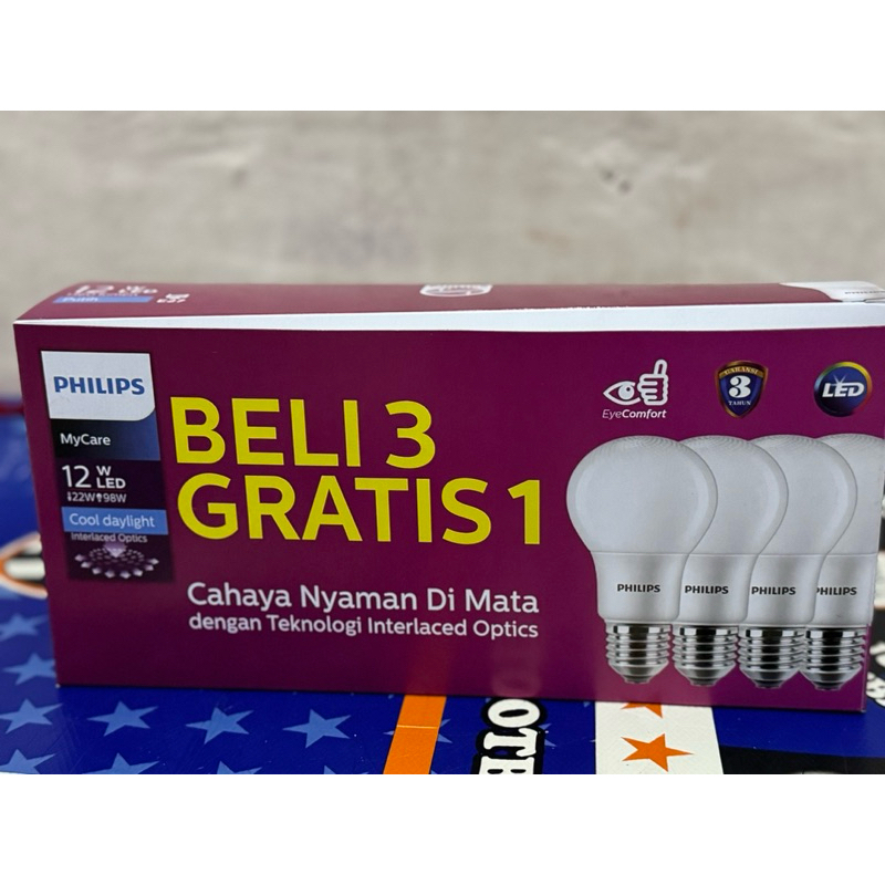 Jual LAMPU LED PHILIPS 12 WATT ISI 4 PCS LED PHILIPS MYCARE 3 GRATIS 1 ORIGINAL PHILIPS | Shopee ...