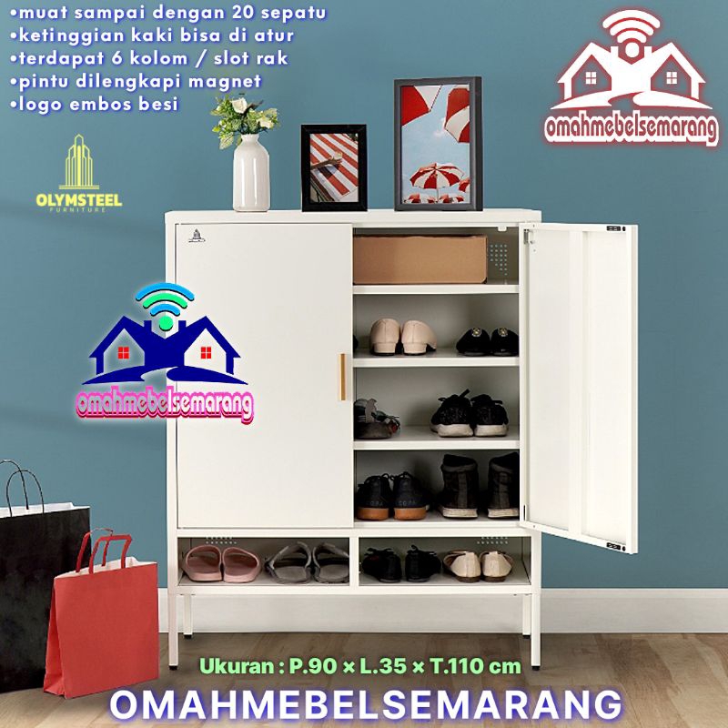 Jual Lemari sepatu besi full rak OLYMSTEEL SR 004 minimalis modern | Shopee Indonesia