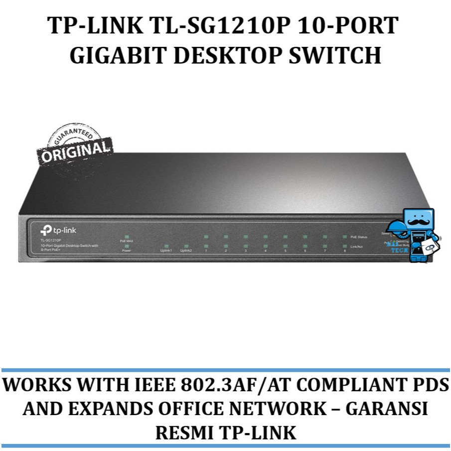 Jual TP-Link TL-SG1210P 10-Port Gigabit Desktop Switch with 8-Port PoE+ ...