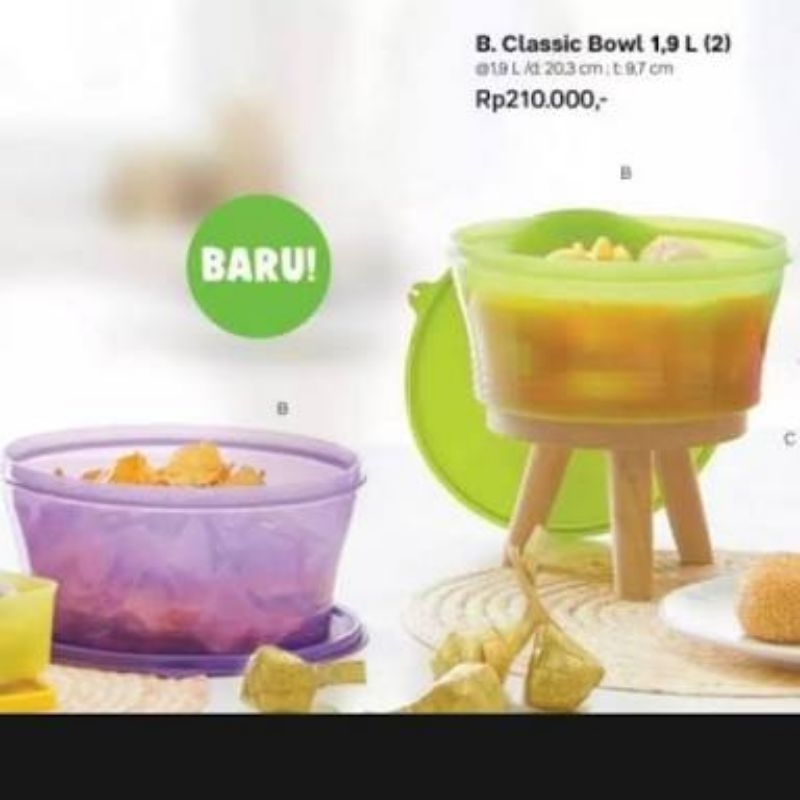 Jual wadah makanan berkuah Tupperware Classic Bowl 1,9L | Shopee Indonesia