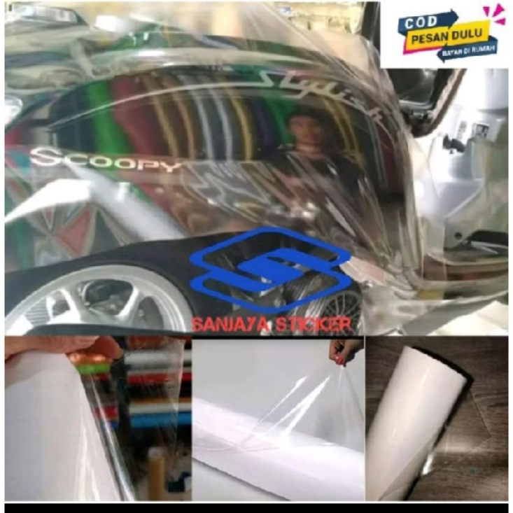 Jual Stiker Skotlet Transparan Putih Bening Glossy Sticker Motor Transparan Anti Gores | Shopee ...
