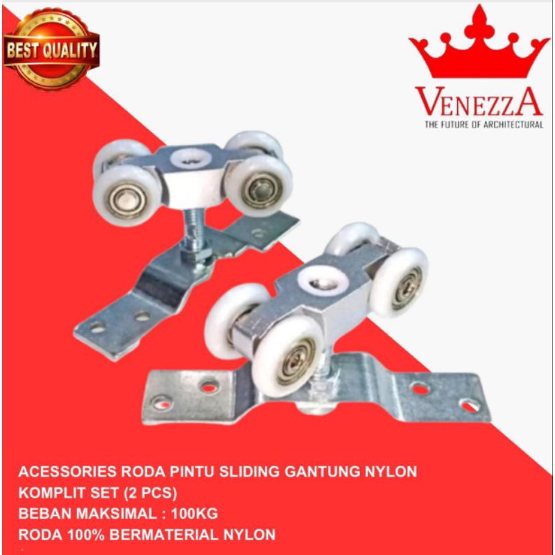 Jual Acessories Roda Rel Sliding Gantung Nylon HD isi 2 pcs komplit set tanpa rel | Shopee Indonesia
