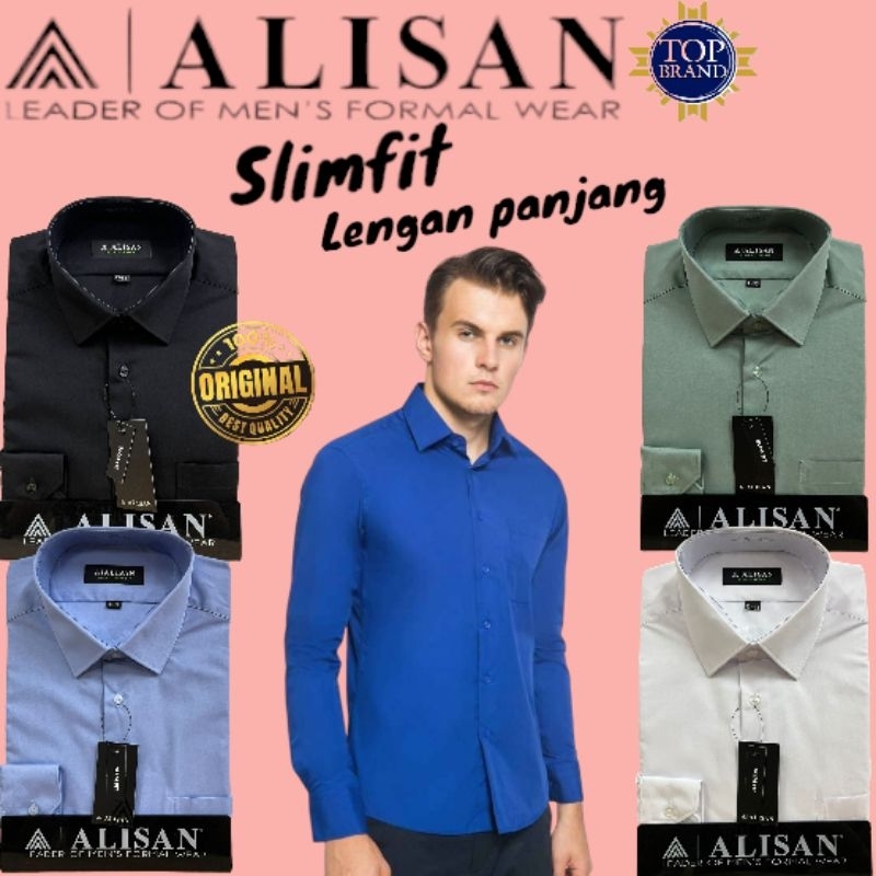 Jual KEMEJA ALISAN POLOS SLIMFIT LENGAN PANJANG 100%. ORIGINAL | Shopee ...