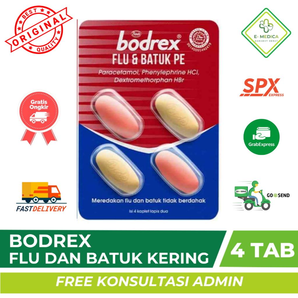 Jual ⚡FAST⚡( 1 Strip@4 Tablet ) Bodrex Flu Dan Batuk Tidak Berdahak Pe ...