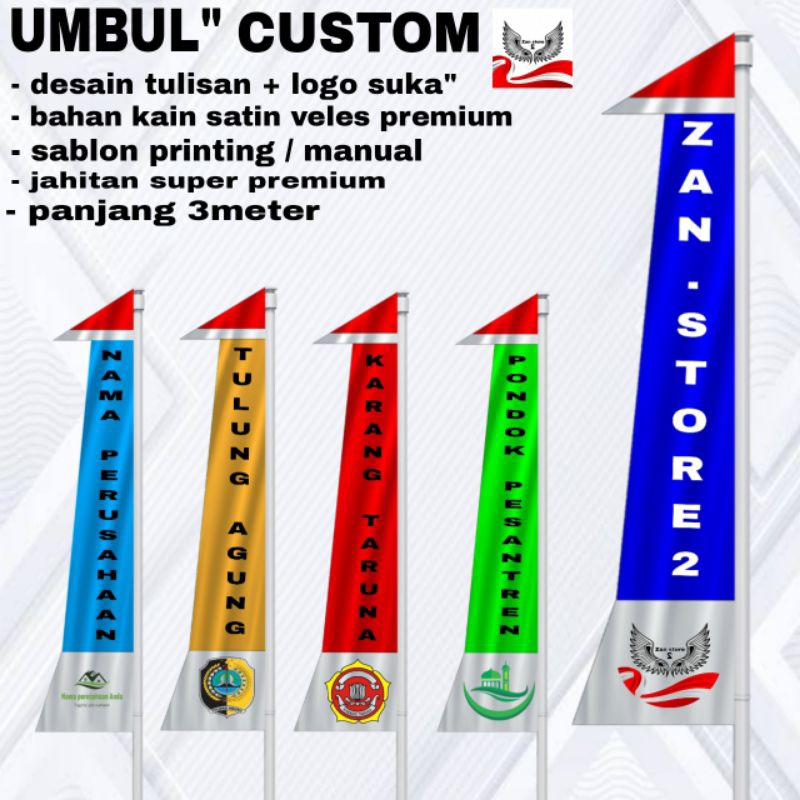 Jual Bendera umbul" custom desain tulisan + logo (Premium) | Shopee ...