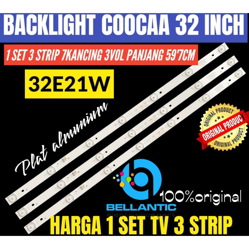 Jual BACKLIGHT TV LCD LED COOCAA 32E21W BACKLIGHT TV COOCAA 32 INCH 7, KANCING, 3VOL | Shopee ...