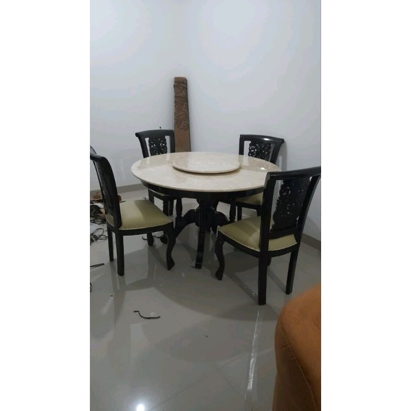 Jual Meja Makan Marmer Putaran Tengah| Meja Makan Ukiran Jepara ...