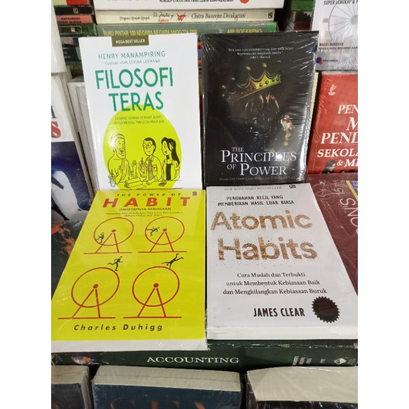 Jual paket empat buku motivasi filosofi teras the principles of power the power of habits dan ...